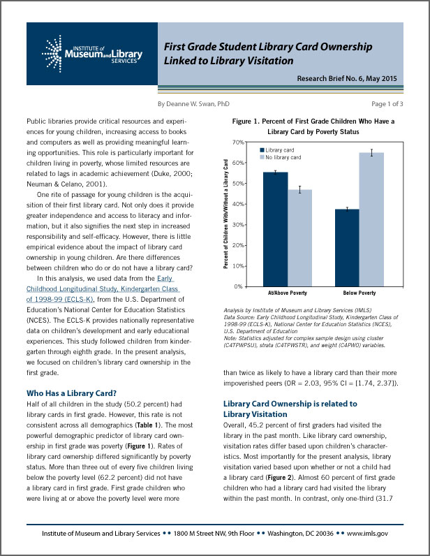 Research Brief No. 6: First Grade Student Library Card Ownership Linked ...