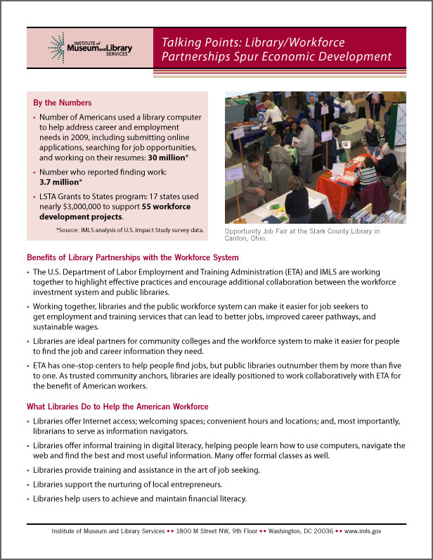 Talking Points: Library/Workforce Partnerships Spur Economic ...